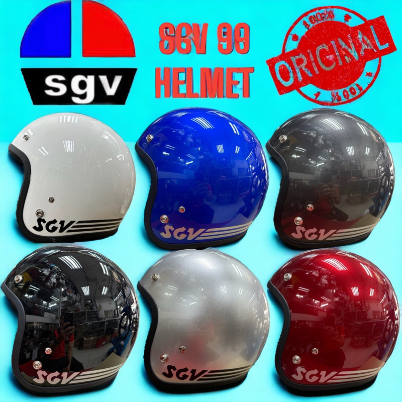 💯 ORIGINAL HELMET SGV99 SGV 99 BLACK WHITE RED CANDY BLUE SILVER GREY ...