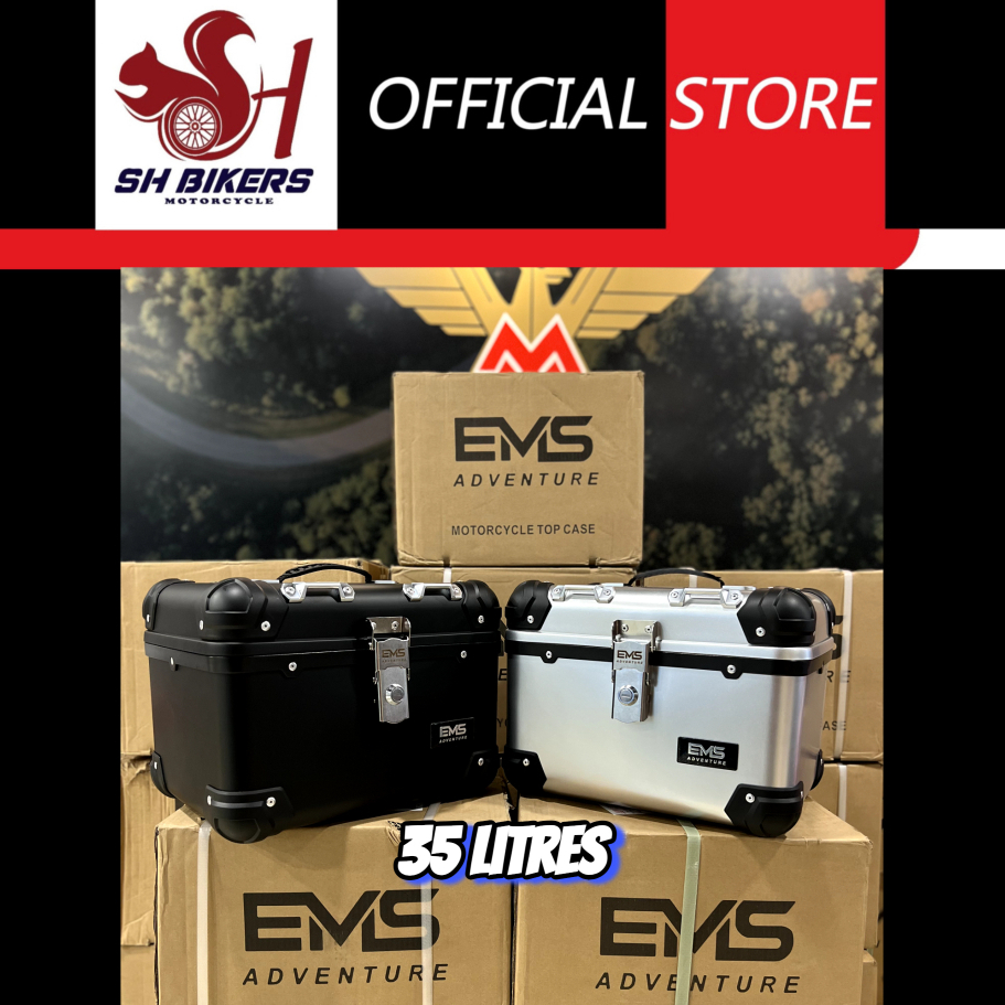 EMS Adventure Top Box R Series ABS Plastic 35 Litres Silver Black ...