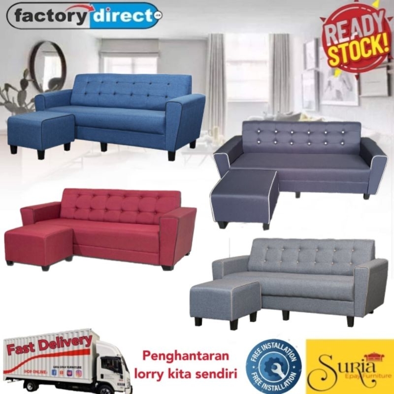 Suria ~ Living Room L ' Sofa / L Shape Sofa / 3 Seater + 1 Stool ...
