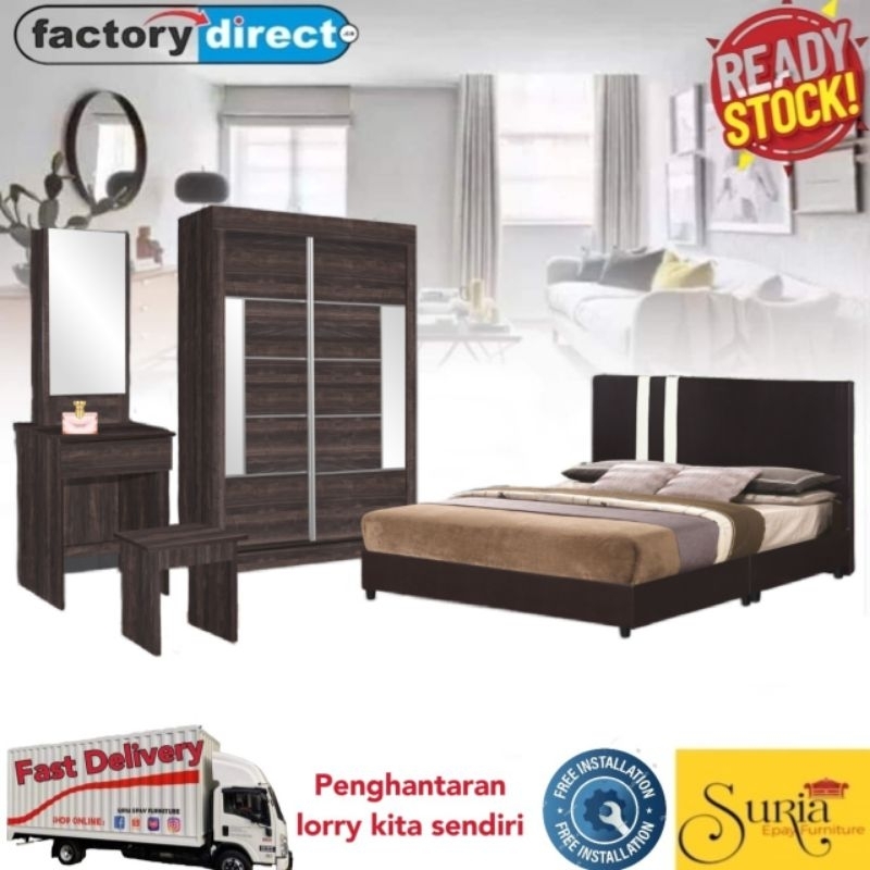Suria - Bedroom Set 469 (Head frame + Wardrobe +Dressing Table, Package ...
