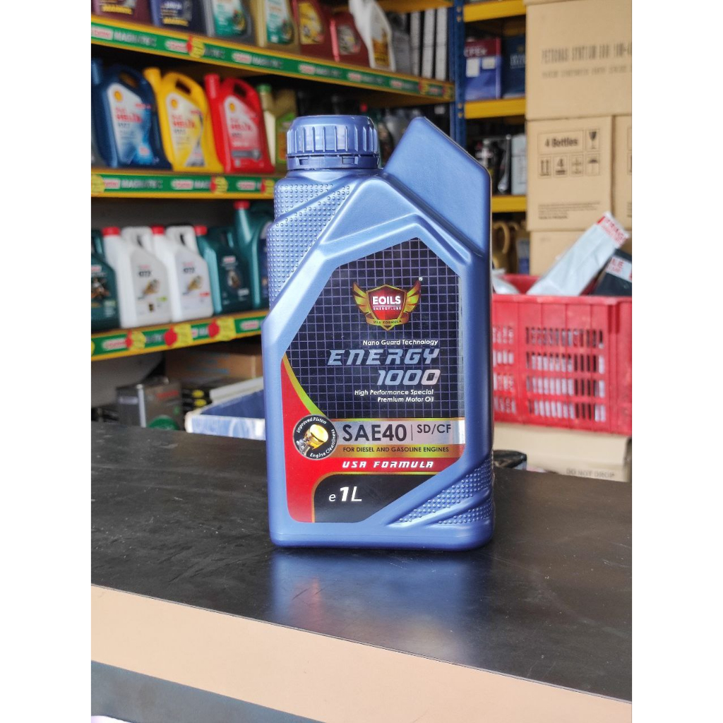 1L EOILS SAE40 SD/CF Nano Energy 1000 Premium Engine Oil Minyak Hitam ...