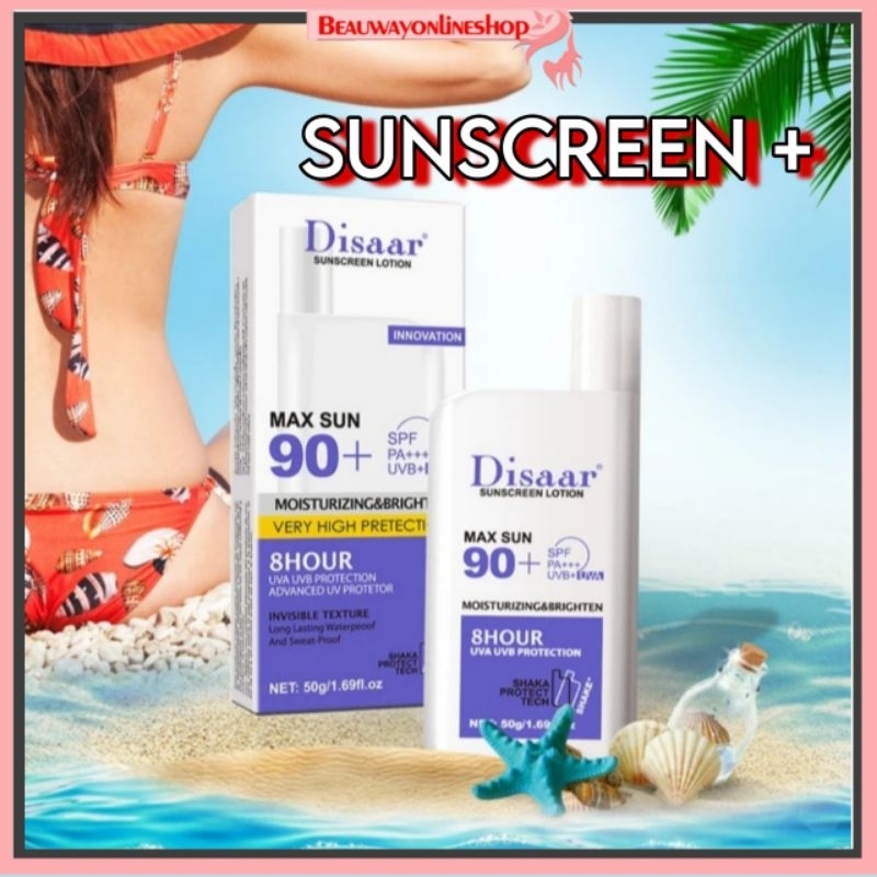DISAAR SPF 90+ Waterproof Face & Body SUNSCREEN Lotion 50G | Shopee ...