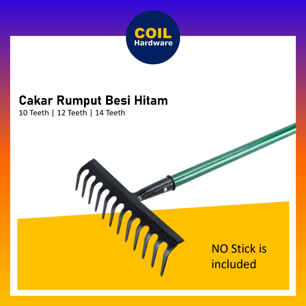 10T 12T 14T Black Steel Garden Rake | Cakar Rumput Besi Hitam | Shopee ...