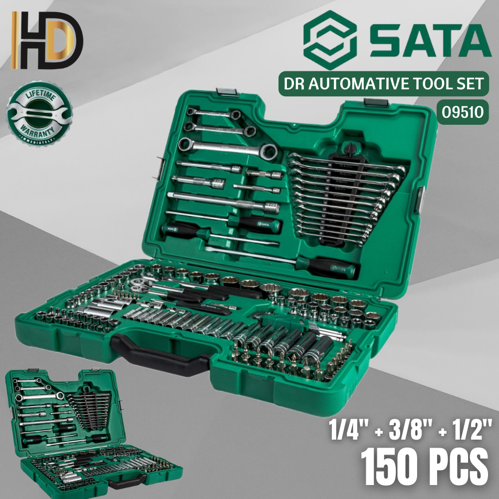 SATA 150 Pcs Dr Automotive Tool Set / SATA 09510 1/4" + 3/8" + 1/2 ...