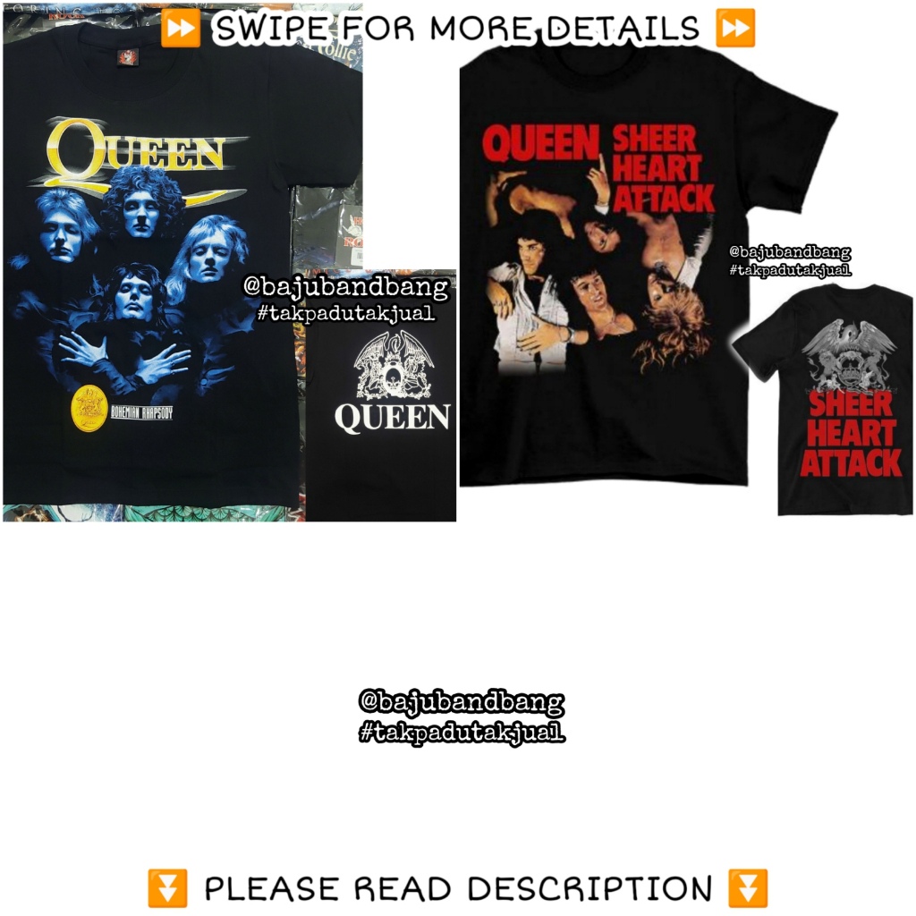 Baju Band Queen Band Tshirt Bohemian Rhapsody Sheer Heart Attack Rock ...