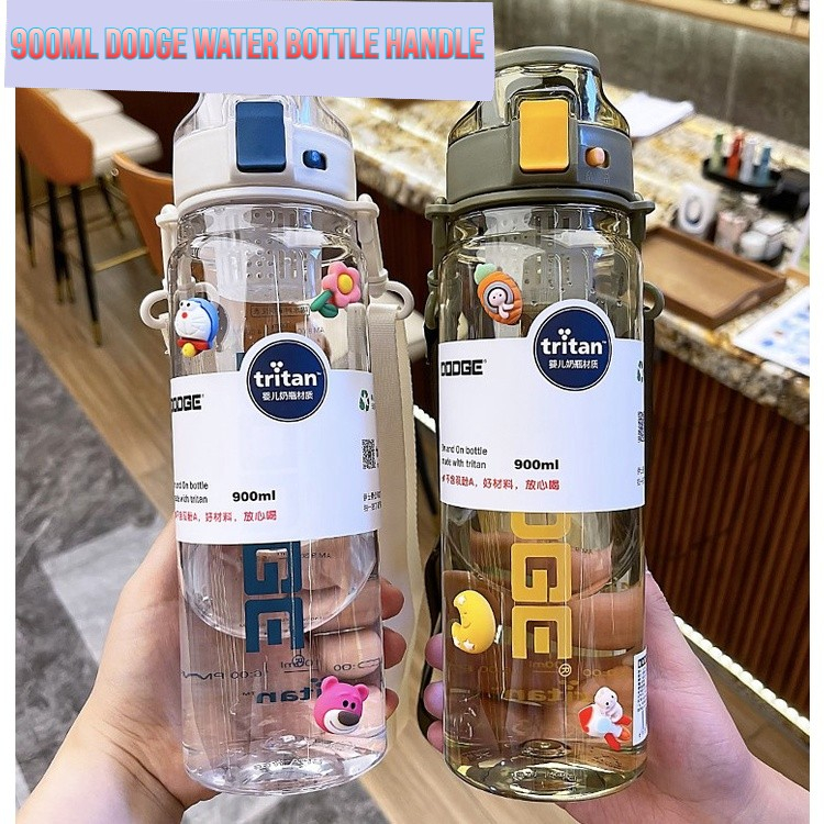 900ml BPA FREE TRITAN DODGE Water Bottle Handle Portable Sport Gym Bottle Viral Botol Air 0.9 L ...
