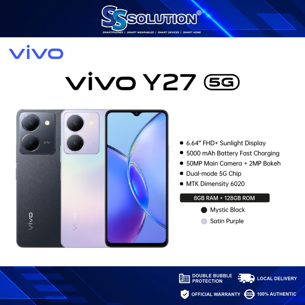 Vivo Y27 5G l 8GB+8GB Extended RAM l 6.64" FHD+ Sunlight Display l Dual-Model 5G Chipset l 50MP ...