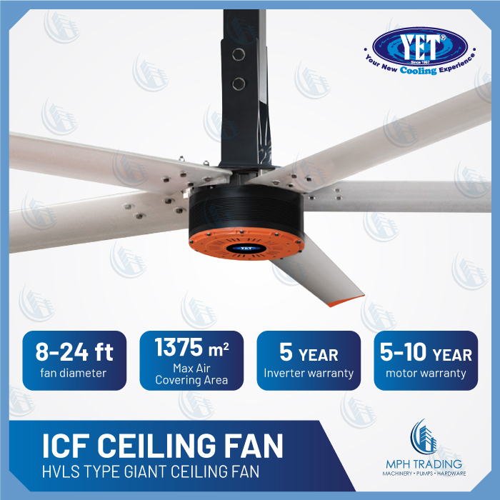 Yet ICF Series HVLS Giant Industrial Ceiling Fan ICF-10 ICF-12 ICF-16 ICF-18 ICF-21 ICF-24 ...