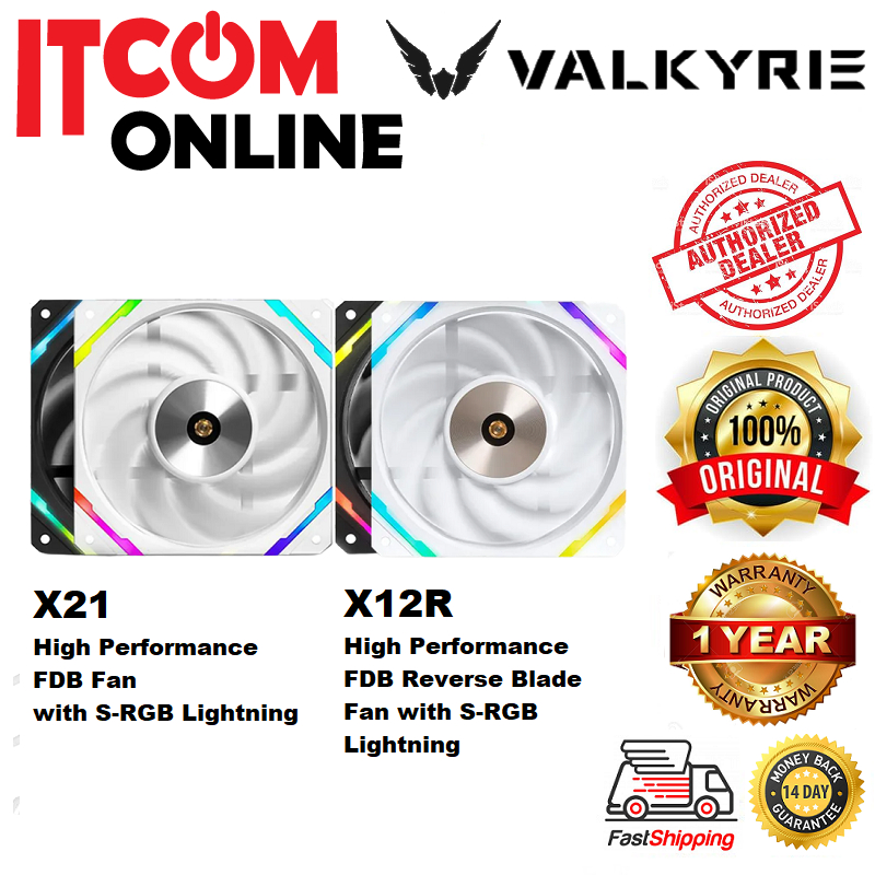 VALKYRIE 12CM X12 RGB & X12R RGB REVERSE EDITION CASING FAN BLK/WHT ...
