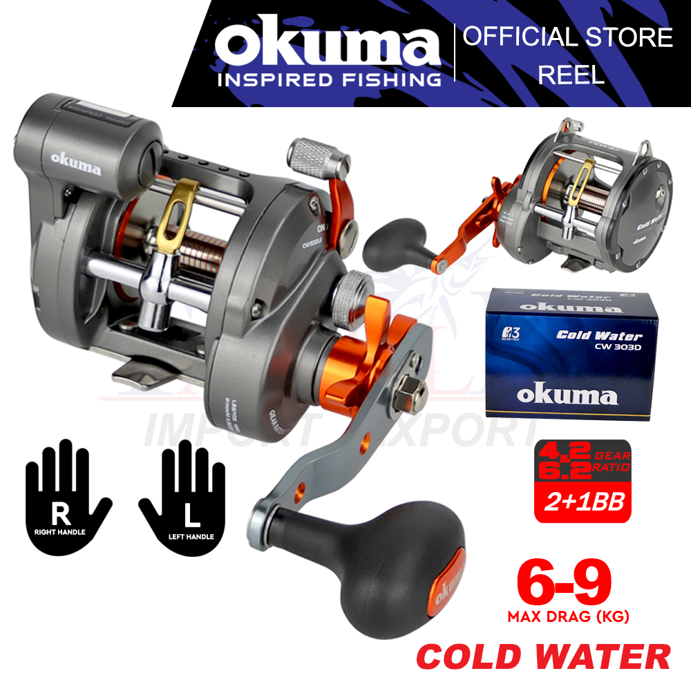 (6kg-9kg Max Drag) Okuma Cold Water Wire Line Counter Trolling Fishing ...