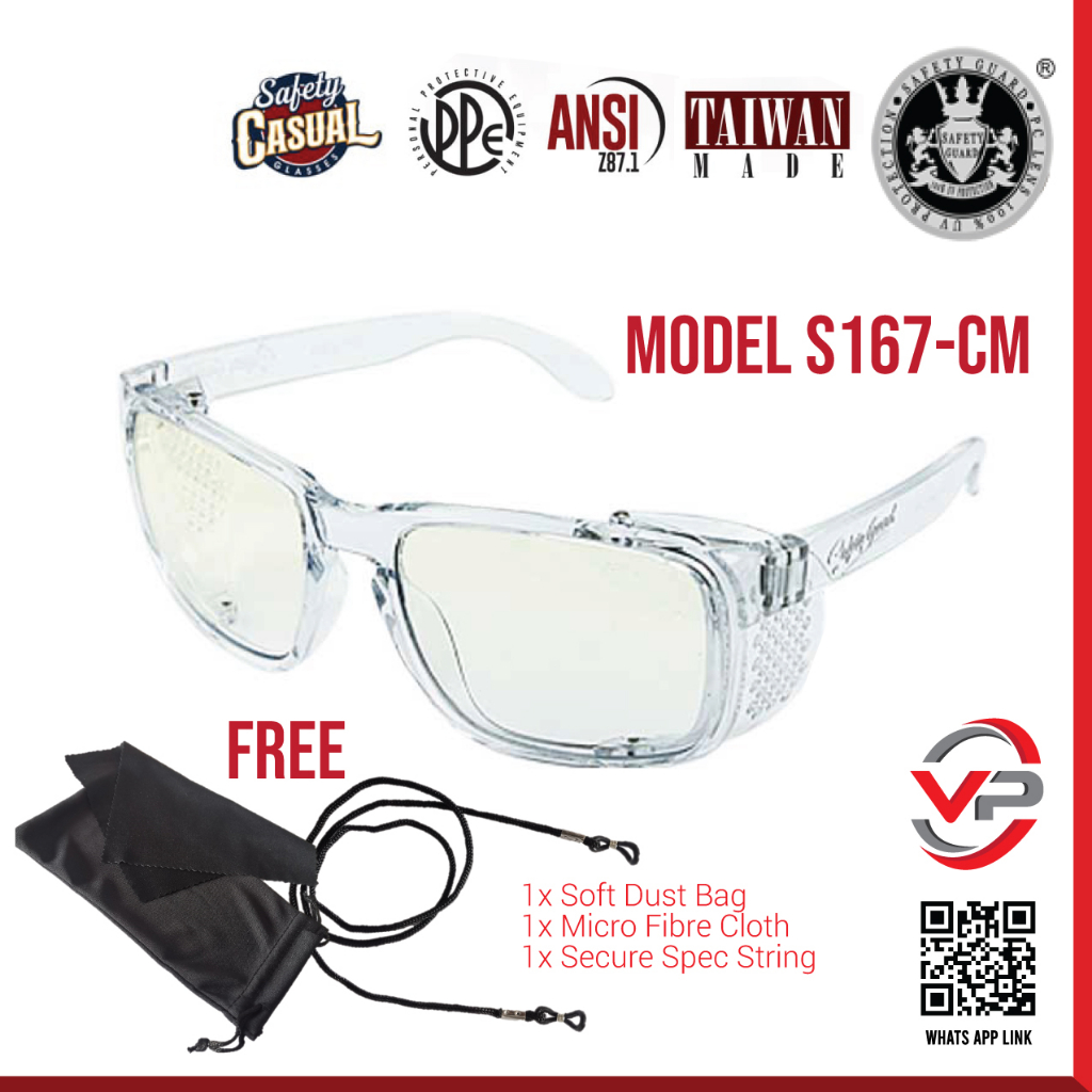 SAFETY GUARD S-167 SAFETY GLASSES S167 SPEC SAFETY ANSI Z87 100% UV CASUAL ALA HOLBROOK FROGSKIN ...