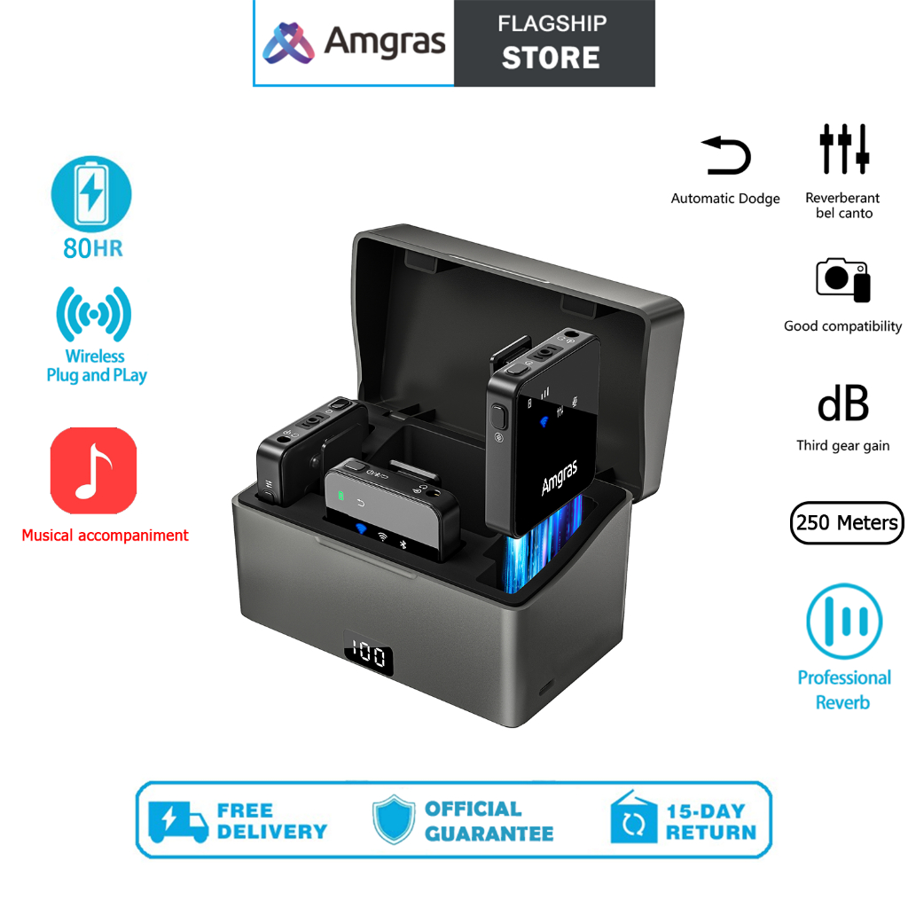 Amgras SoundMeta Ⅳ Pro Wireless Lavalier Microphone Portable noise ...