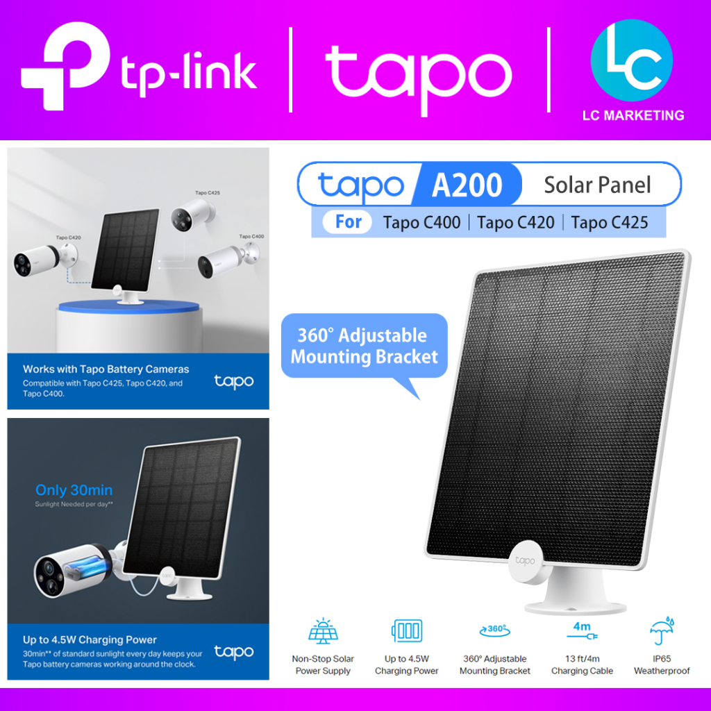 TP-Link Tapo A200 / Tapo A201 Solar Panel for Tp-link Battery Camera ...