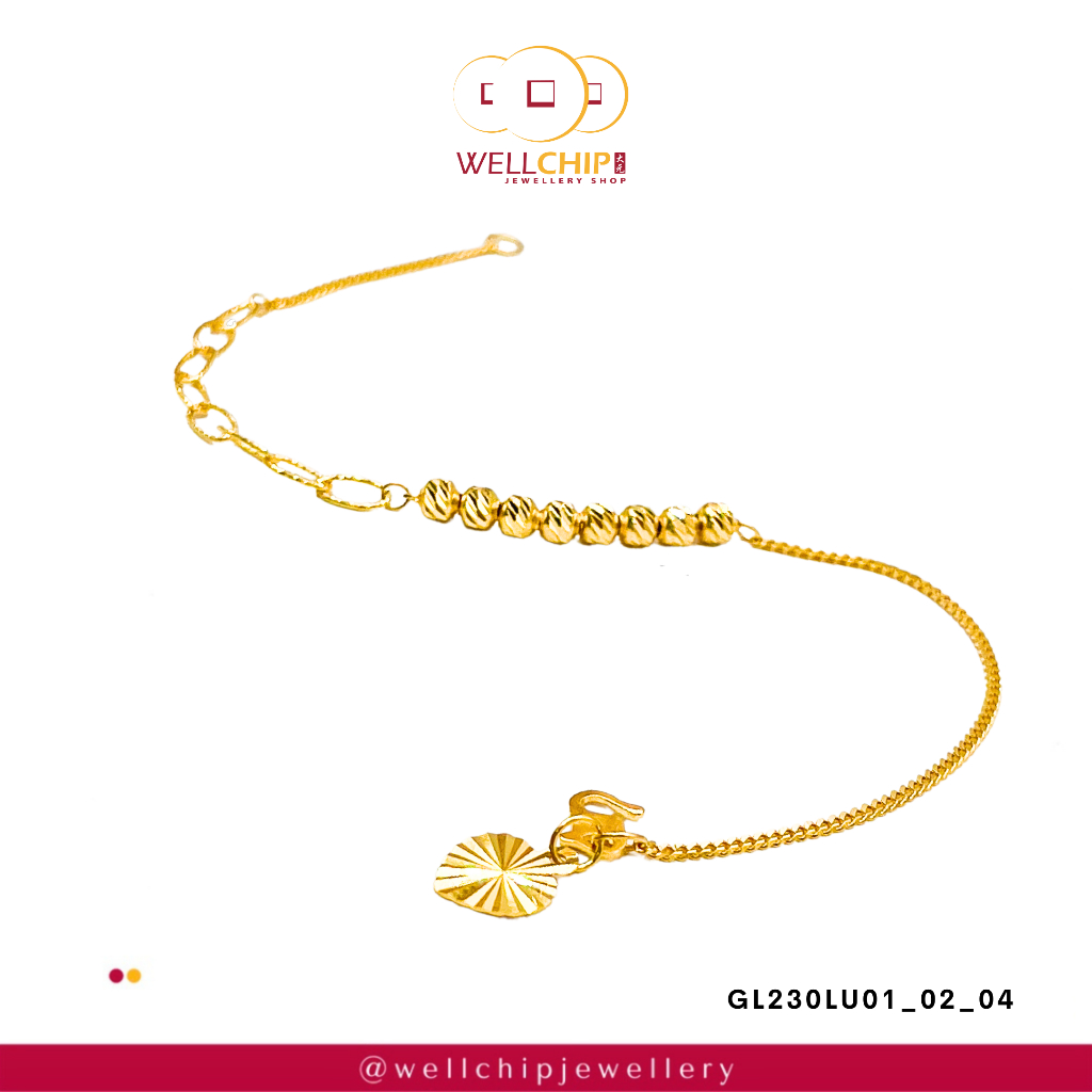 Gelang tangan Emas 916 | Beads Ladies 916 Gold Bracelet | Emas 916 ...