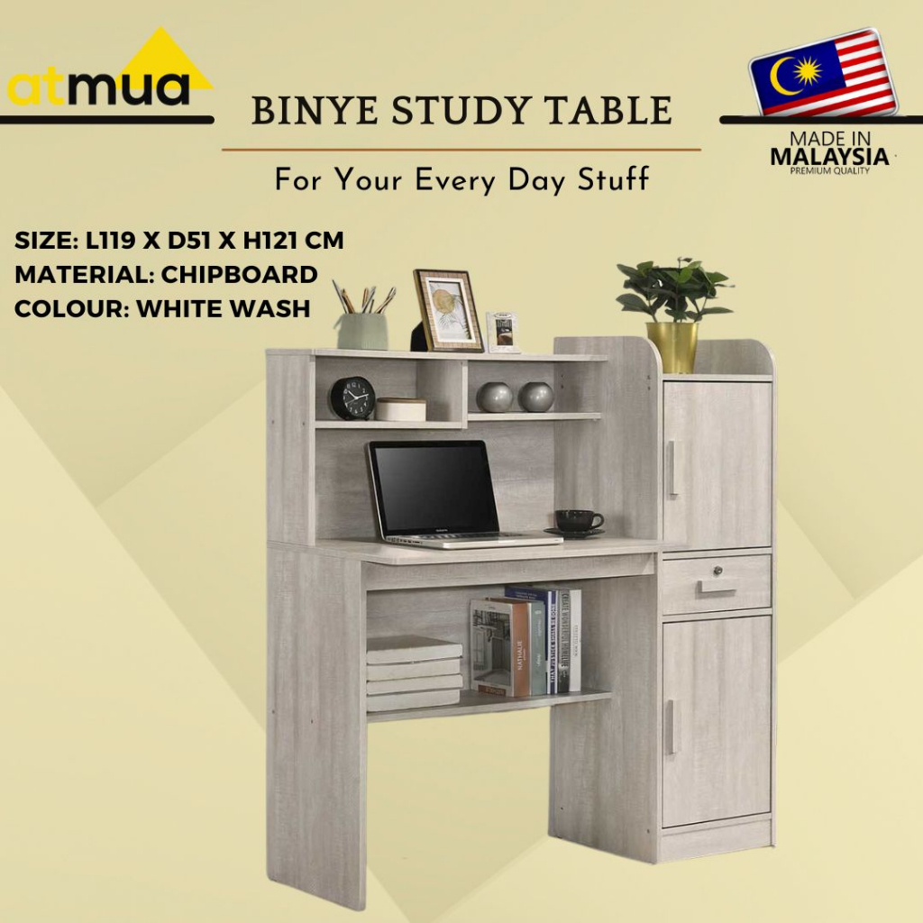 Atmua Furniture Binye Writing Table with Storage Cabinet Writing Desk ...
