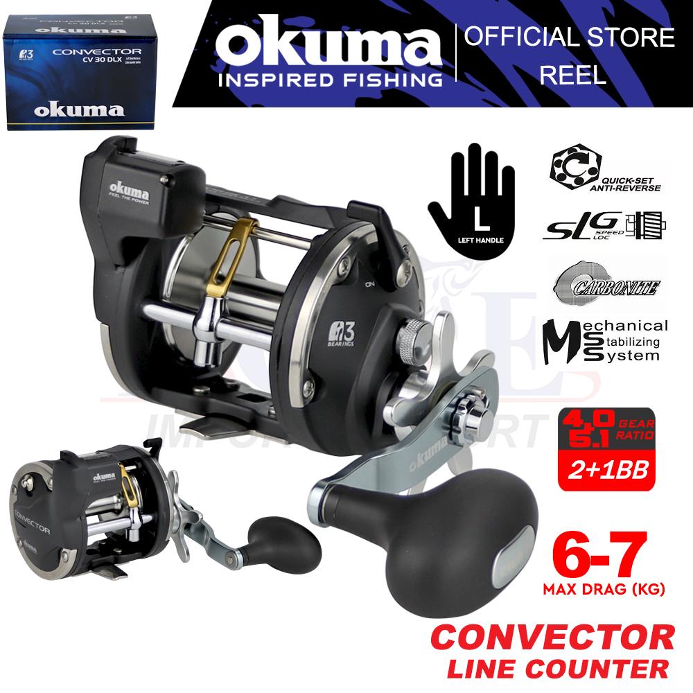 Okuma Convector Line Counter Trolling Fishing Reel Overhead (Left ...