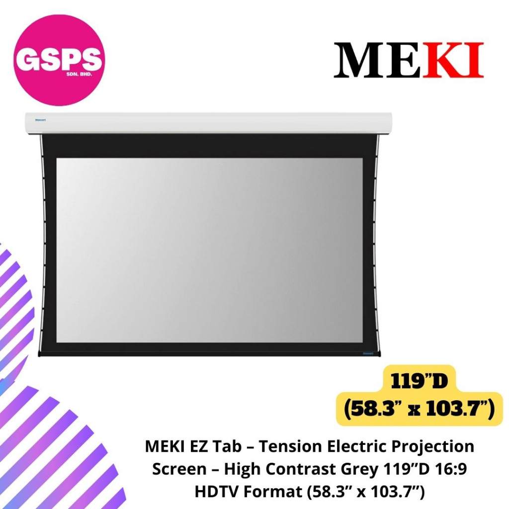 MEKI EZ Tab – Tension Electric Projection Screen – High Contrast Grey ...
