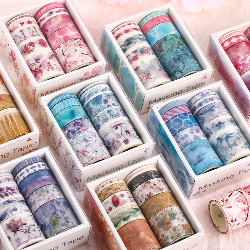[TNY] 10 Rolls Colorful Flowers Series Tape Stickers Scrapbooking ...