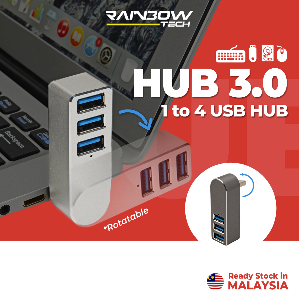 Rotating USB Hub 3.0 Adapter High-Speed U Disk Reader 3 Ports USB Hub 3 ...