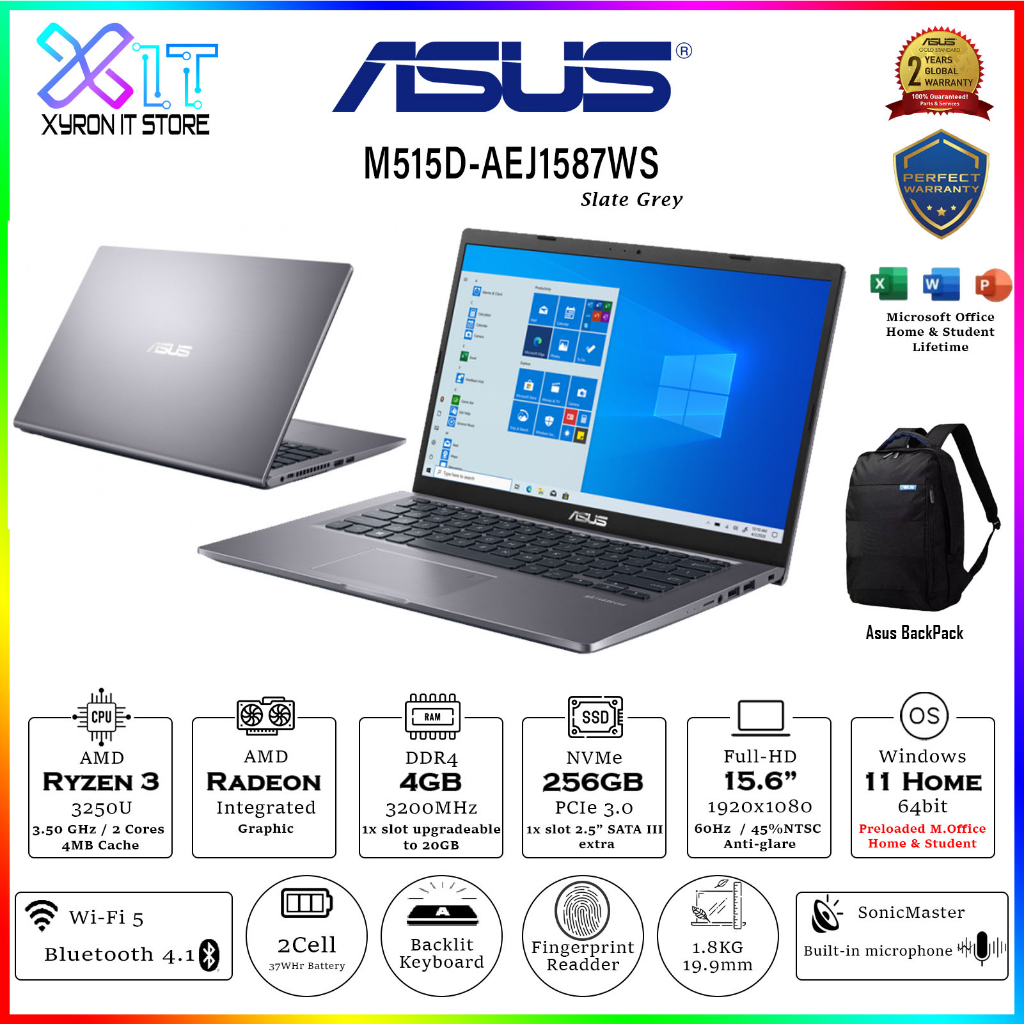 ASUS Laptop M515D-AEJ1587WS/M515D-AEJ1588WS/AMD R3-3250U/4GB DDR4/256GB ...