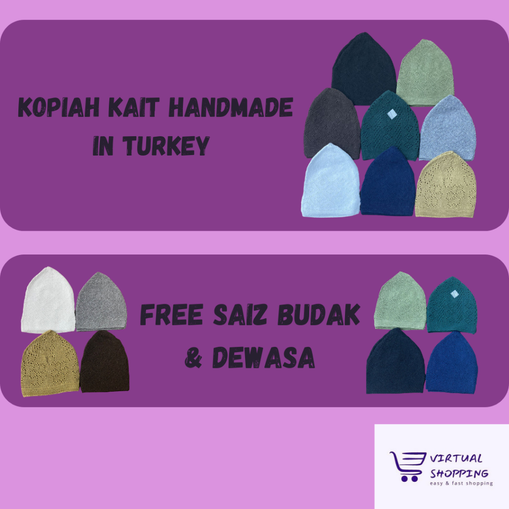 KOPIAH KAIT HANDMADE IN TURKEY FREE SAIZ BUDAK & DEWASA | Shopee Malaysia
