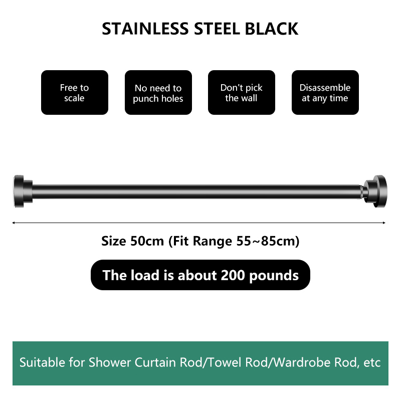 40-510cm curtain rod adjustable rod Stainless Steel besi langsir boleh ...