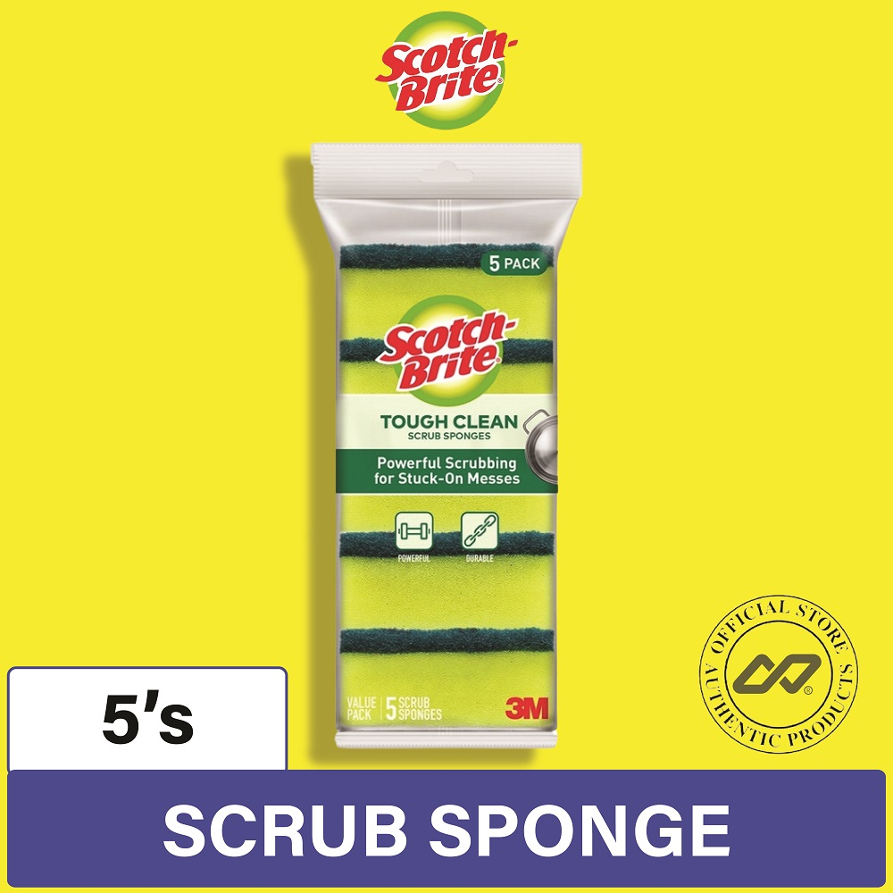 3M SCOTCH-BRITE Tough Clean Scrub Sponge (5's) | Shopee Malaysia