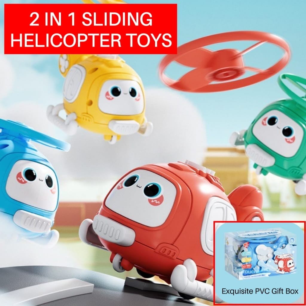 2 in 1 Sliding Helicopter Toy for Kids Running and Collision Child Toys ...
