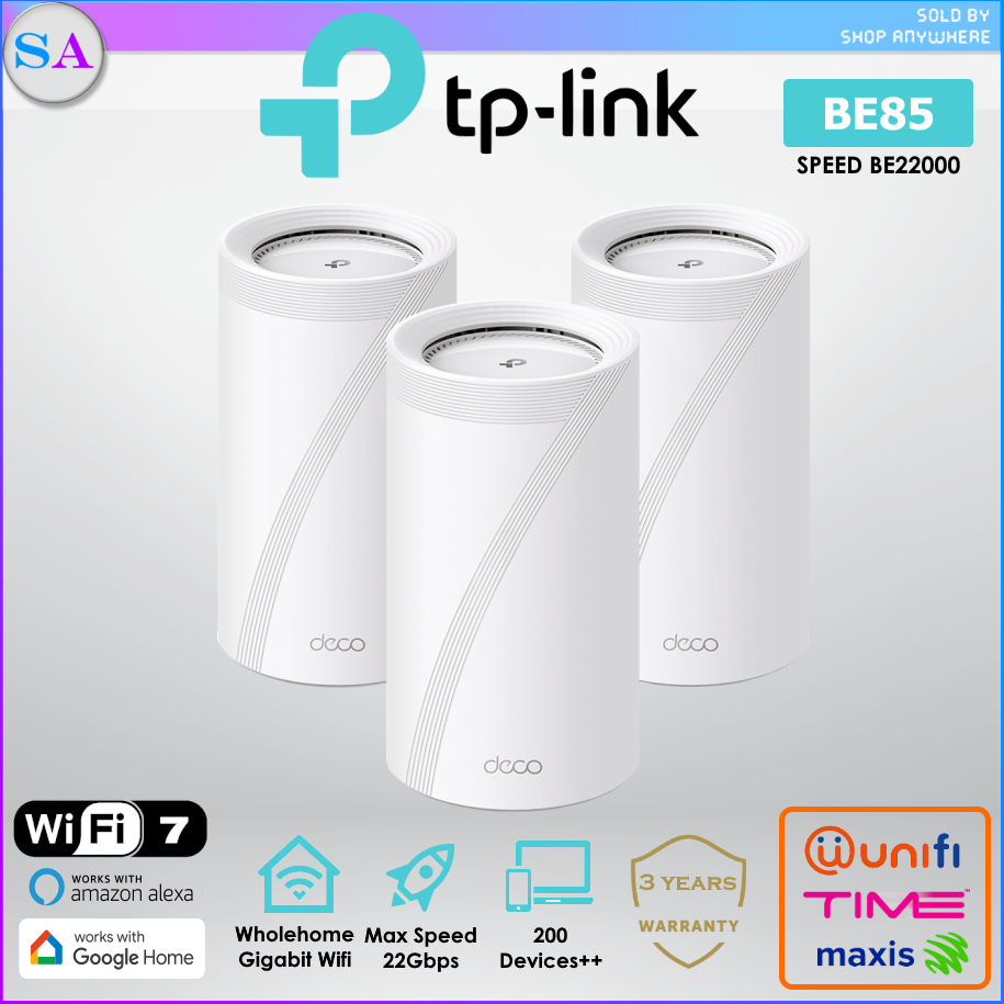 TP-Link Deco BE85 BE22000 Tri Band Wireless Multi Gigabit Mesh WiFi 7 ...
