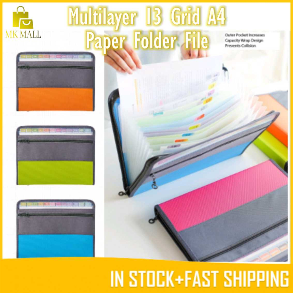Mkmall Multilayer 13 Grid A4 Paper Folder File Simple Multi Layer ...