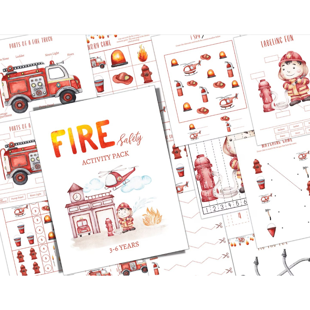 PDF] 69pages Fire Fighter Activity Pack Learning Kids Printable PDF ...