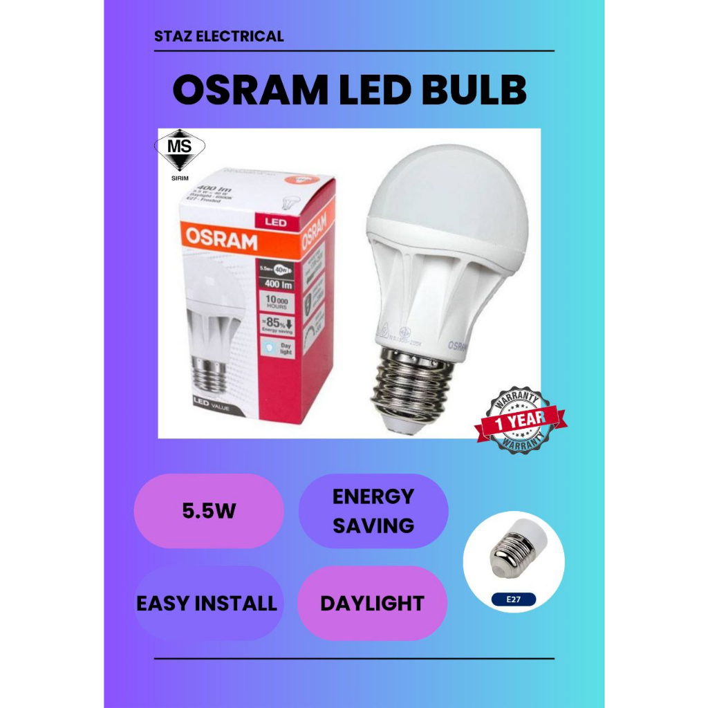 Osram Led Bulb E27 5.5W | Shopee Malaysia