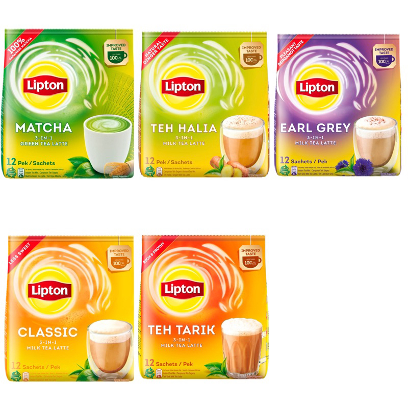 Lipton Milk Tea 3 in 1 Matcha Green / Earl Grey / Teh Tarik / Teh Halia ...