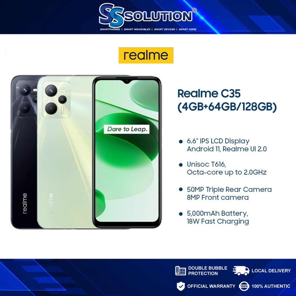 REALME C35 (4GB/6GB RAM + 64/128GB ROM) l Unisoc Tiger T616 l 5000 mAh ...