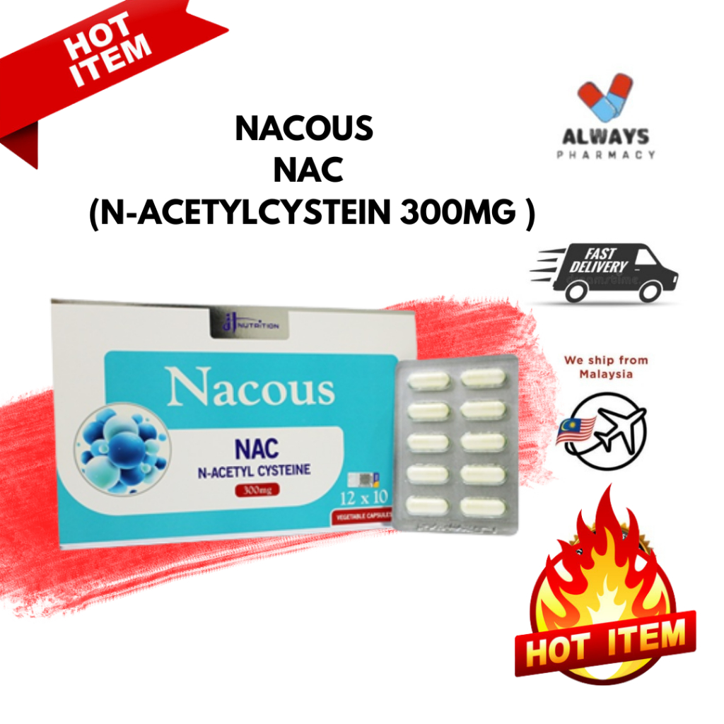 1 STRIP NACOUS NAC (N-ACETYLCYSTEIN 300MG ) 10 CAPS/STRIP- CAIR KAHAK ...