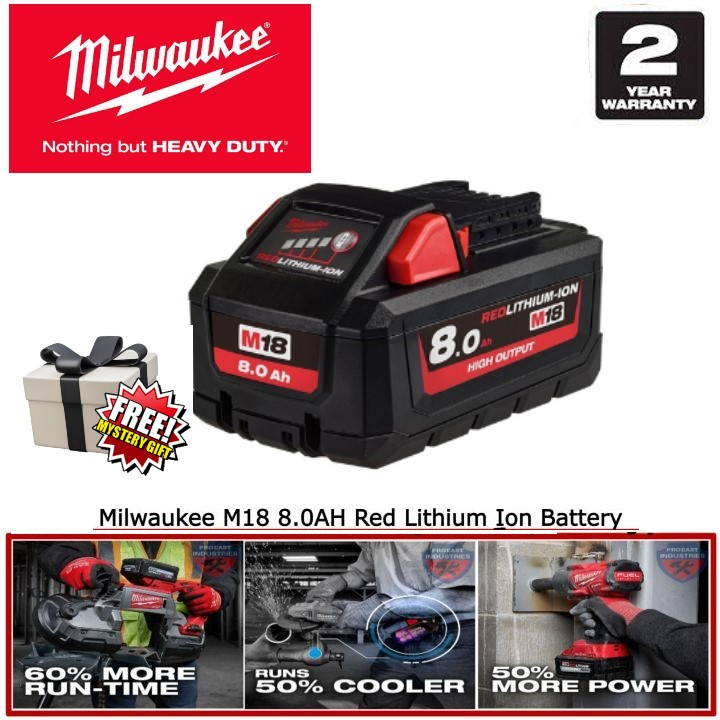 [Ready Stock] Milwaukee M18 HB8 ASIA High Output 8.0Ah Original RED ...