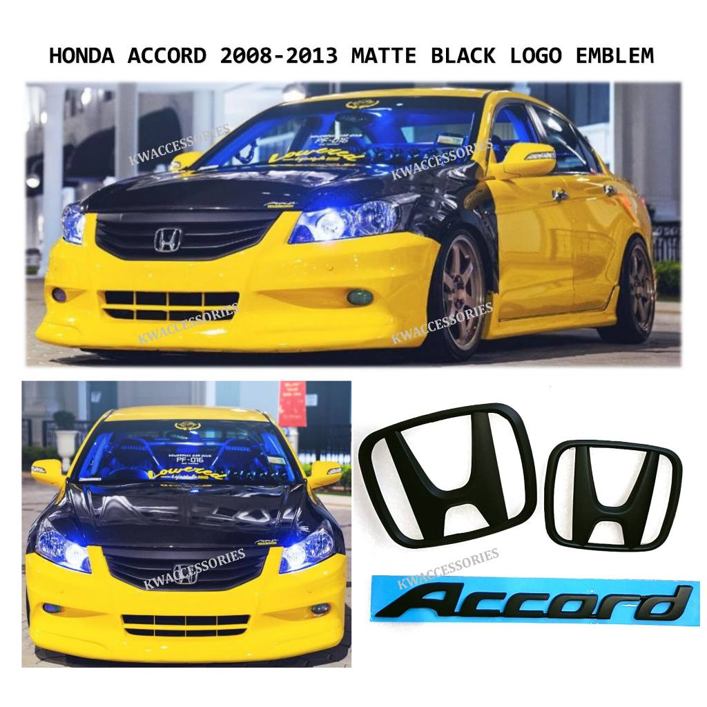 EMBLEM LOGO FOR HONDA ACCORD 2008-2013 MATTE BLACK RED LOGO | Shopee ...