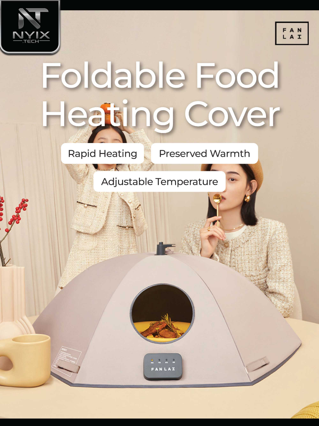 Electric Food Heating Cover Foldable Warm Table Dining Hot Warmer Heat ...