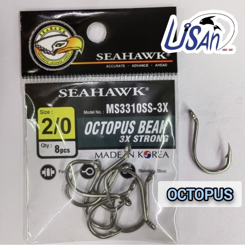 SEAHAWK OCTOPUS BEAK 3X STRONG STAINLESS STEEL HOOK Mata Kail | Shopee ...