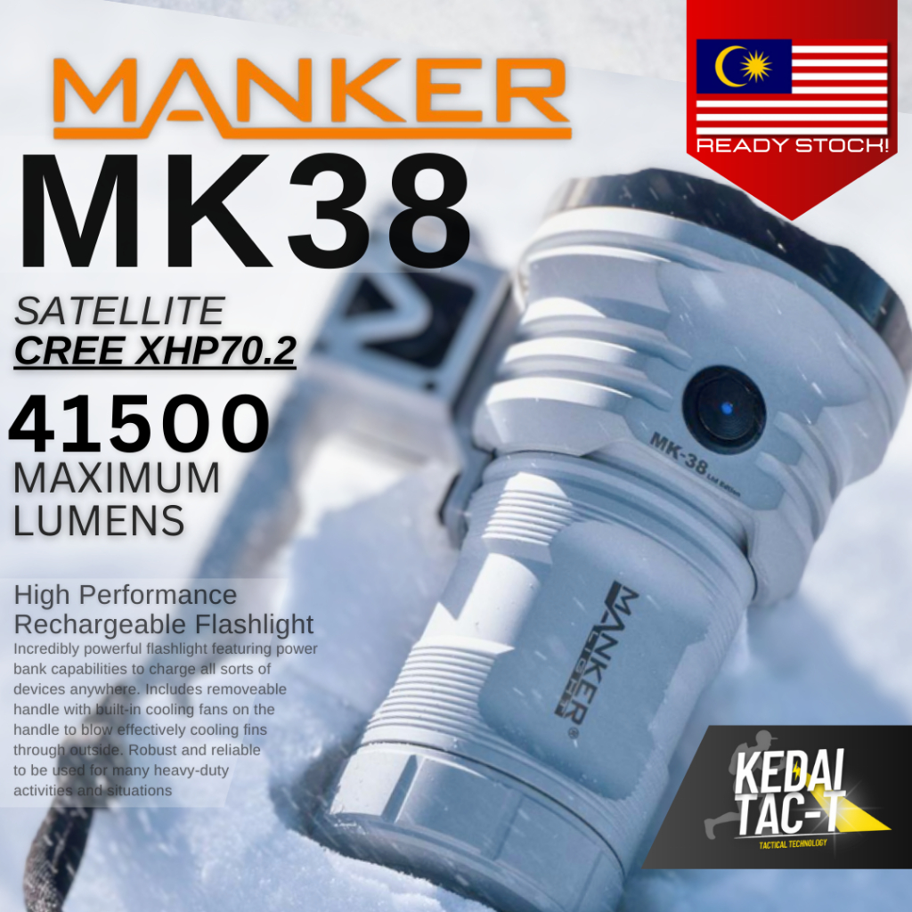 MANKER MK38 Satellite - CREE XHP70.2 41500L White Rechargeable Flashlight - ORIGINAL - Ready ...