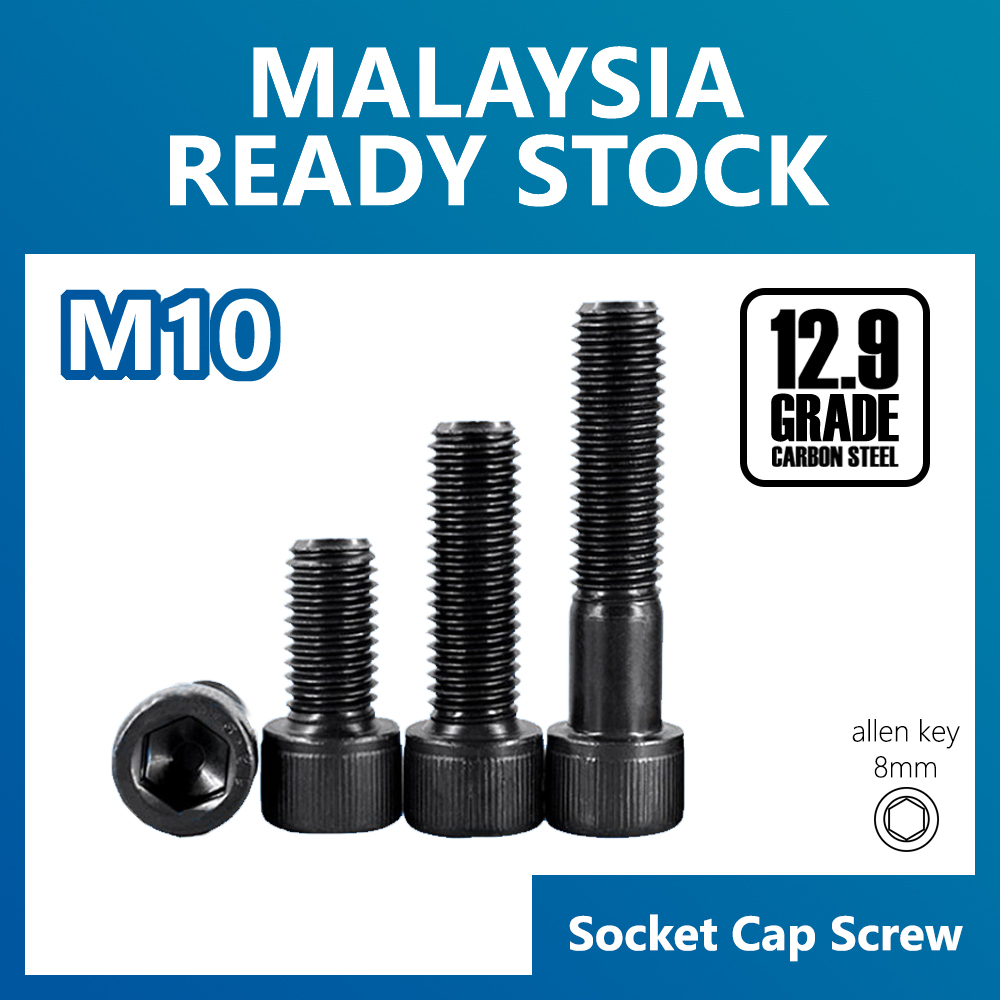 M10 x 1.5mm Socket Cap Head Screws 12.9 Grade High Tensile Black Carbon ...