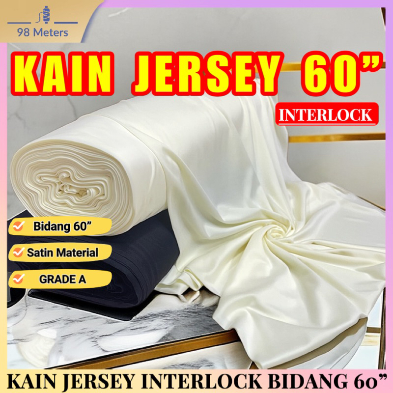 [ CLASS A ] Kain Jersey Interlock Bidang 60 Inch READY STOCK 📦 Kain JC ...