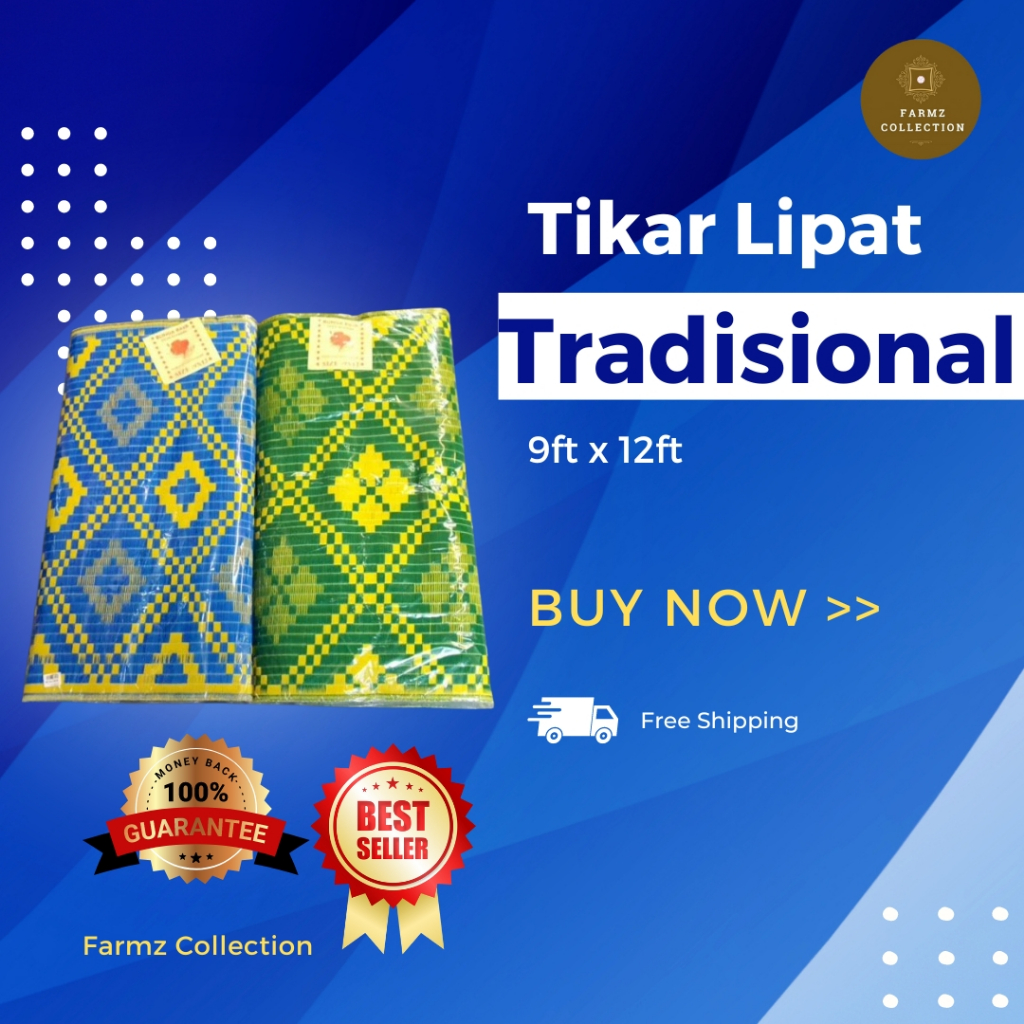 Strawmat 9 x 12 feet (4 folds) Tikar Lipat Bercorak Picnic Mat Tikar ...