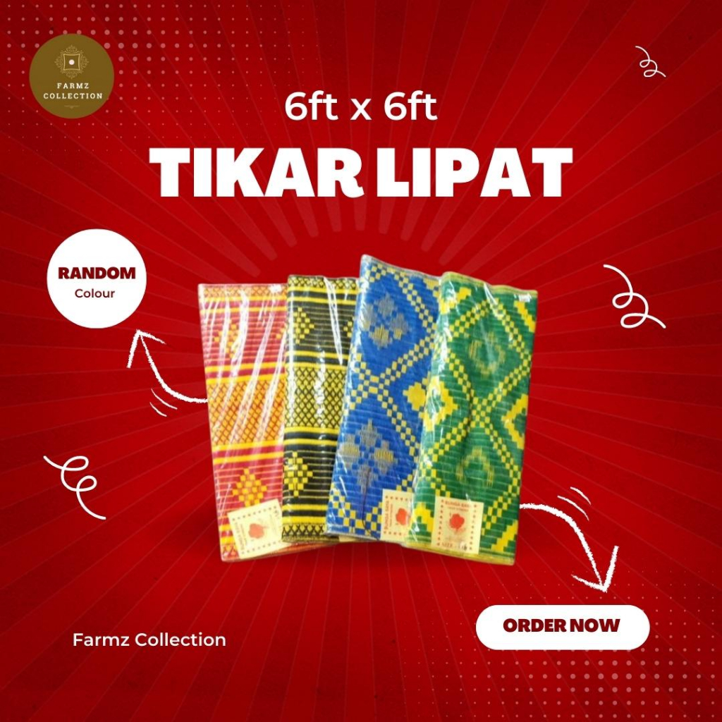 Tikar Plastic / Strawmat 6 x 6 ( 2 Lipat Panjang) Tikar Lipat Bercorak ...