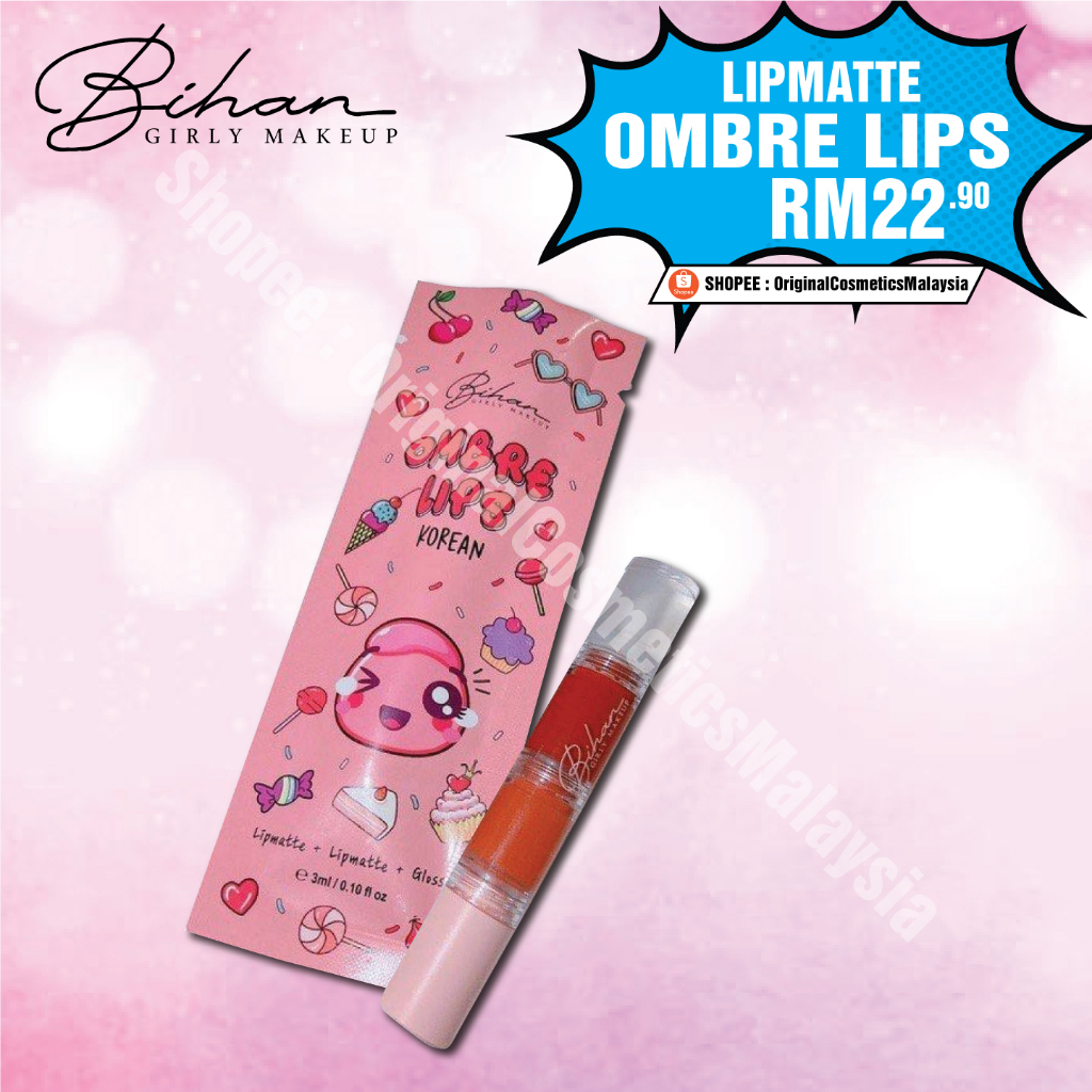 🎁BIHAN GIRLY MAKEUP ~ LIPMATTE OMBRE LIPS KOREAN | Shopee Malaysia