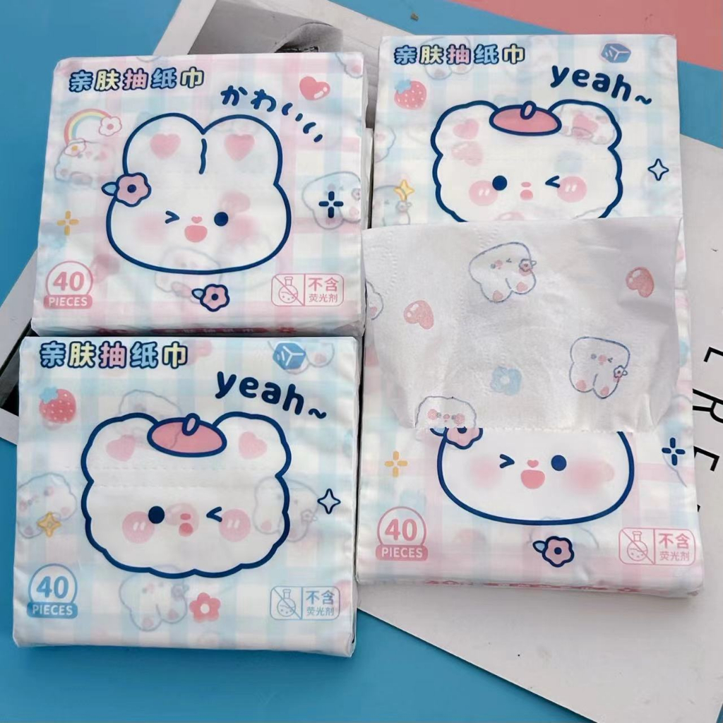𝗝𝘀 𝗦𝗲𝗹𝗳𝗰𝗮𝗿𝗲 Cartoon Tissue Cute printed 40pcs/package 3ply bear tisu 卡通 ...