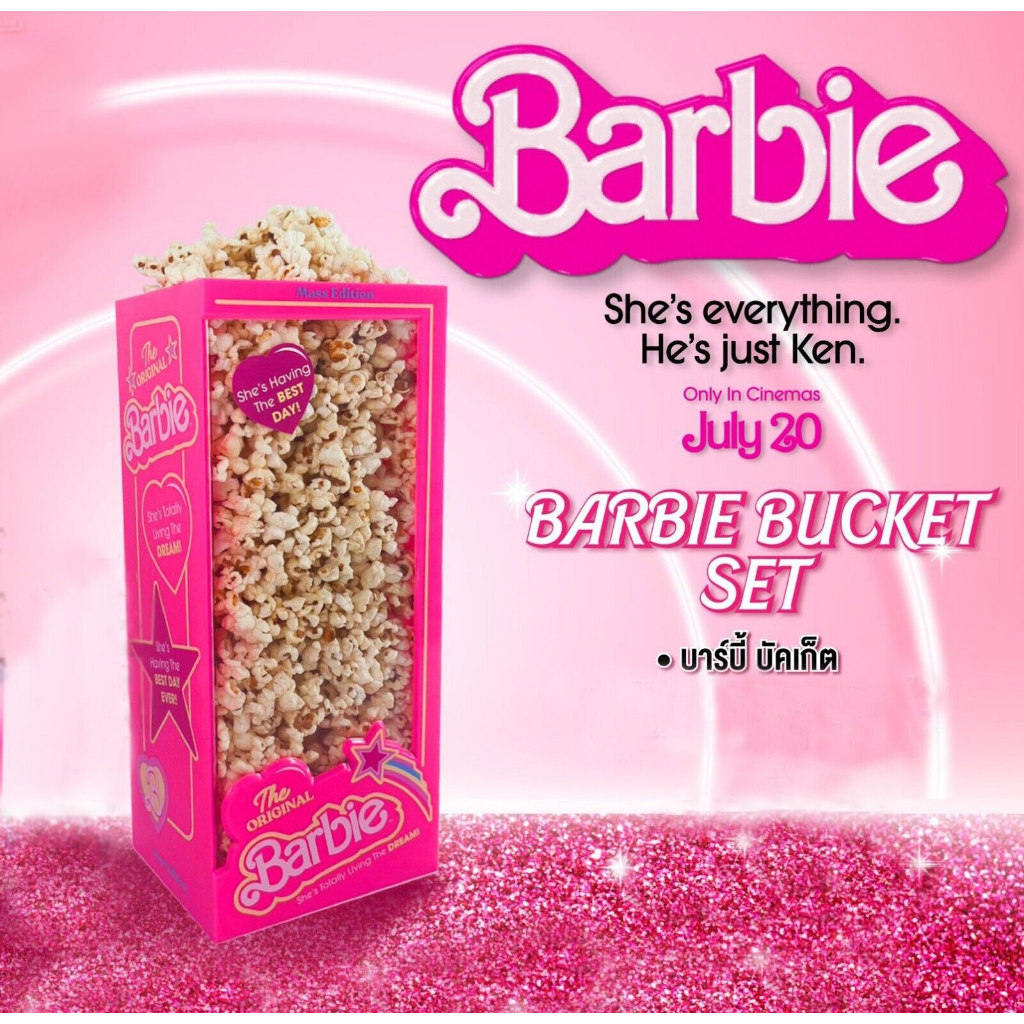 BARBIE POPCORN BOX CINEPLEX, REUSABLE CUP BIG SIZE WITH STRAW | Shopee ...
