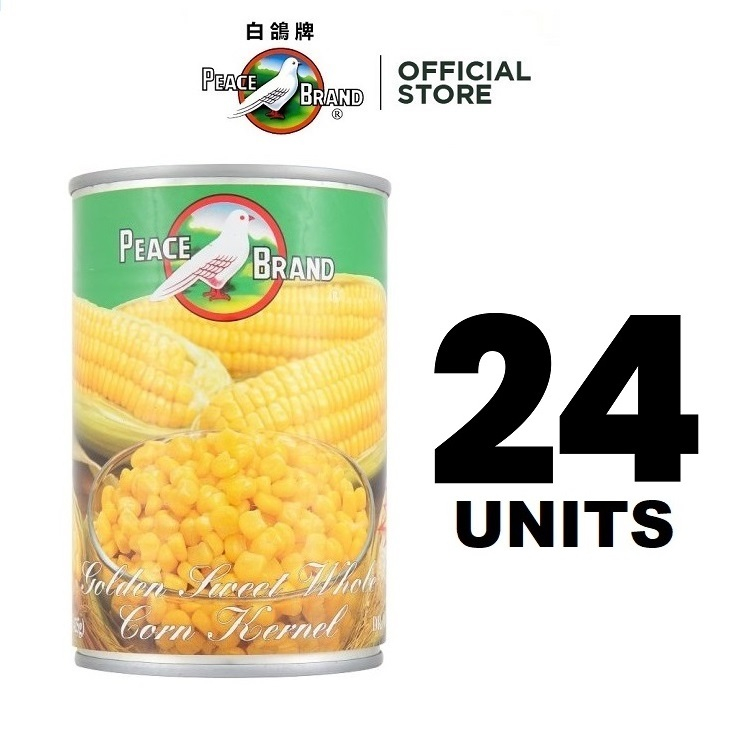 [24 CANS] PEACE BRAND Corn Kernel Golden Sweet (425g x 24 Units) 白鹤牌玉米粒 ...
