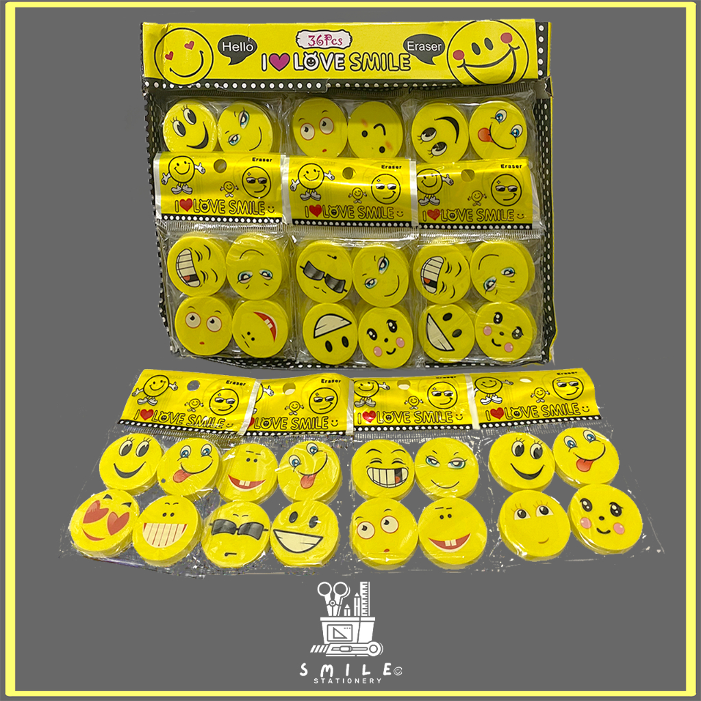 【1pc】 Kid Student Eraser Smile Eraser Smile Emoji Cute Emoji Eraser ...