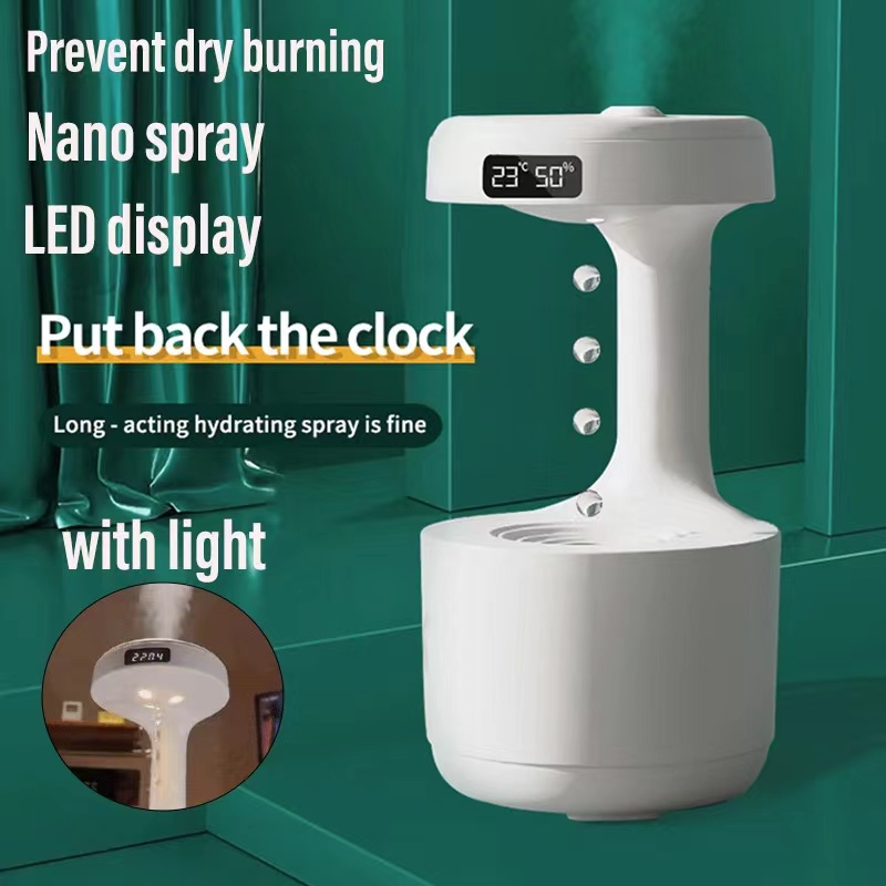 LZ599 Anti Gravity Humidifier 800ml Capacity Clock Display LED Night ...